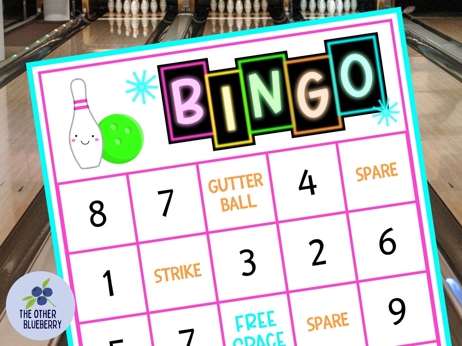 Bowling Bingo | 20 Bingo Cards | Cosmic Bowling Birthday Party Game ...