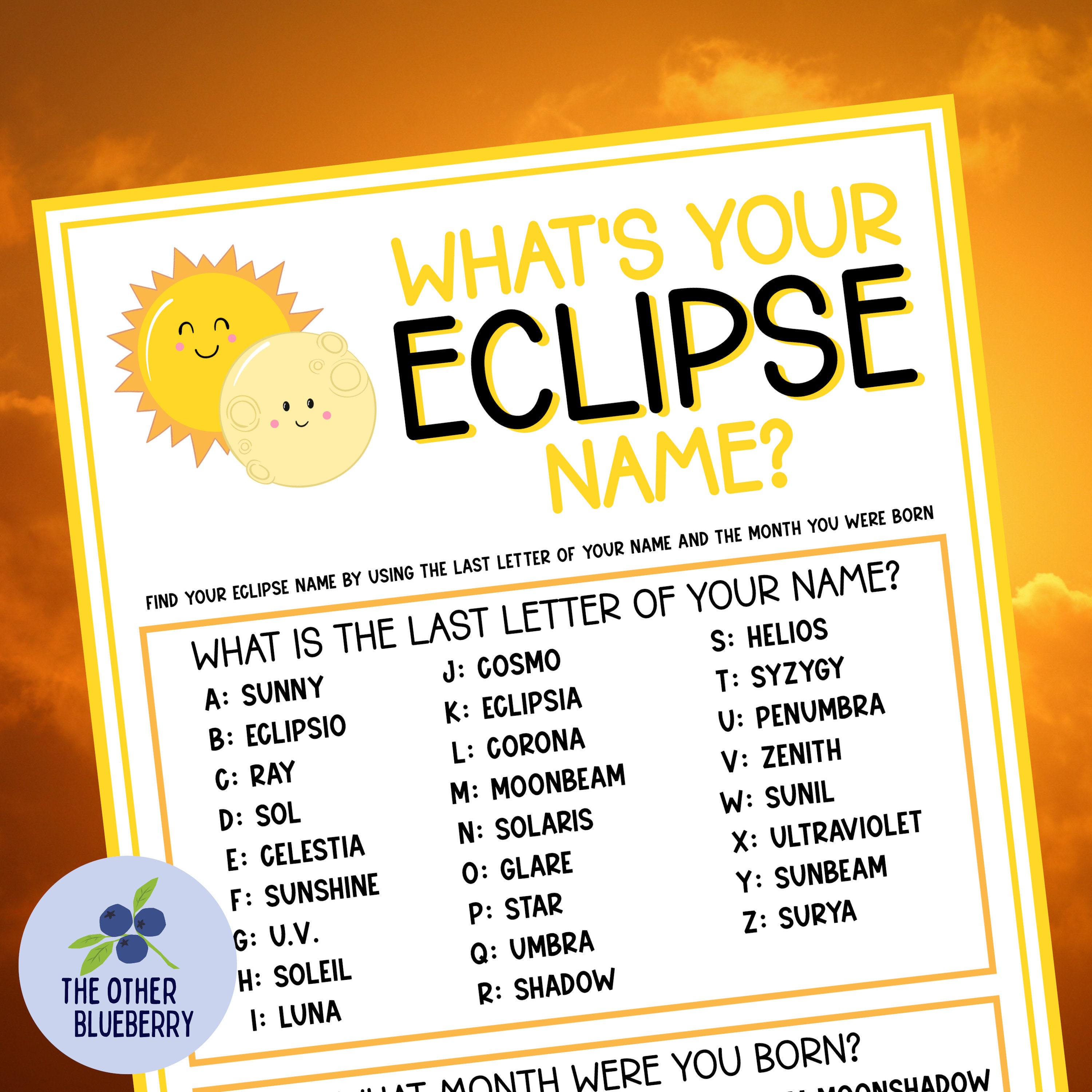 Solar Eclipse Game | What's Your Eclipse Name Game | Eclipse Party Game ...