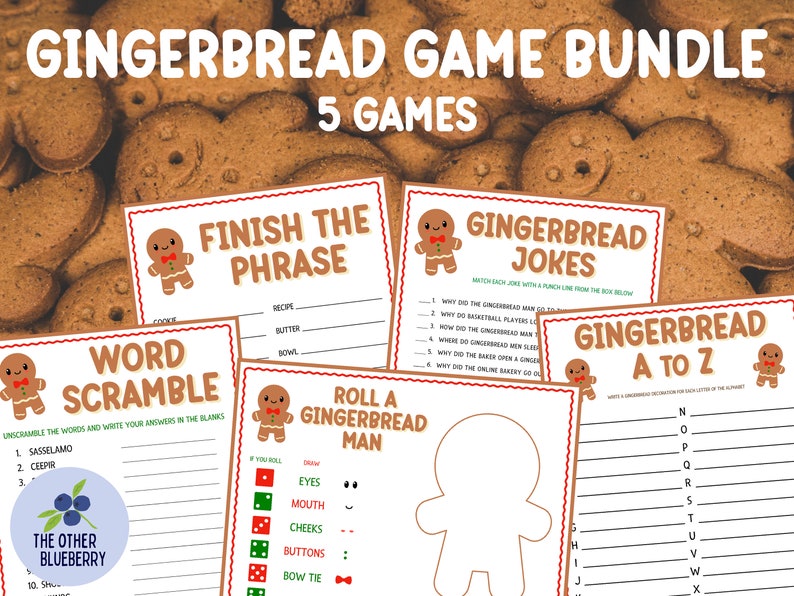 Gingerbread Game Bundle 5 Games Gingerbread Games - Etsy