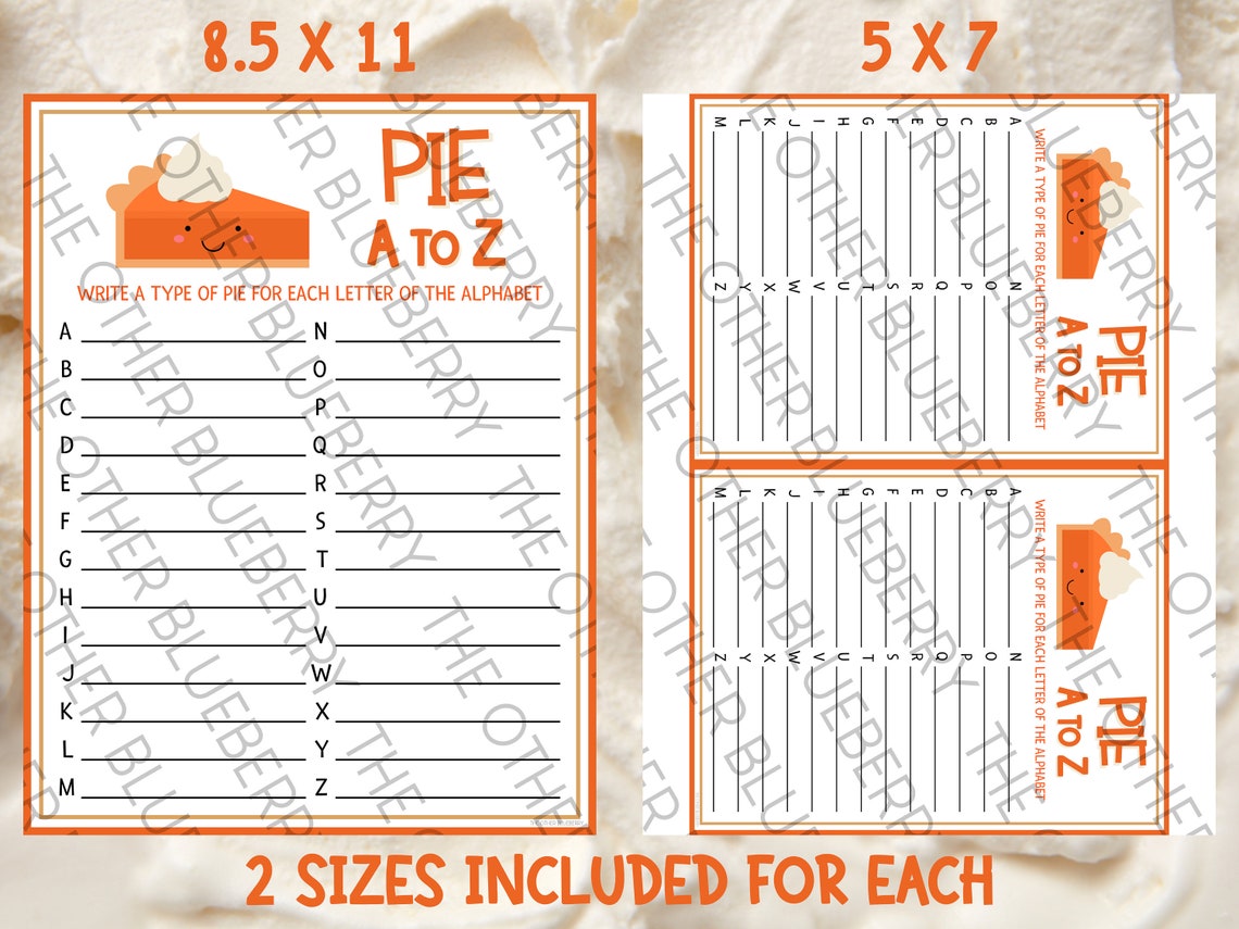 Pie Game Bundle 5 Games Thanksgiving Games Pie Contest - Etsy