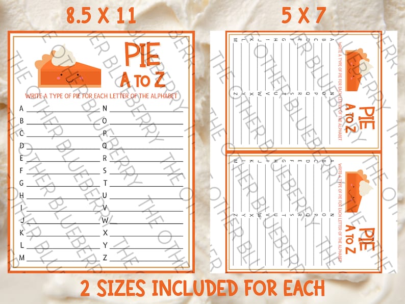 Pie Game Bundle 5 Games Thanksgiving Games Pie Contest - Etsy