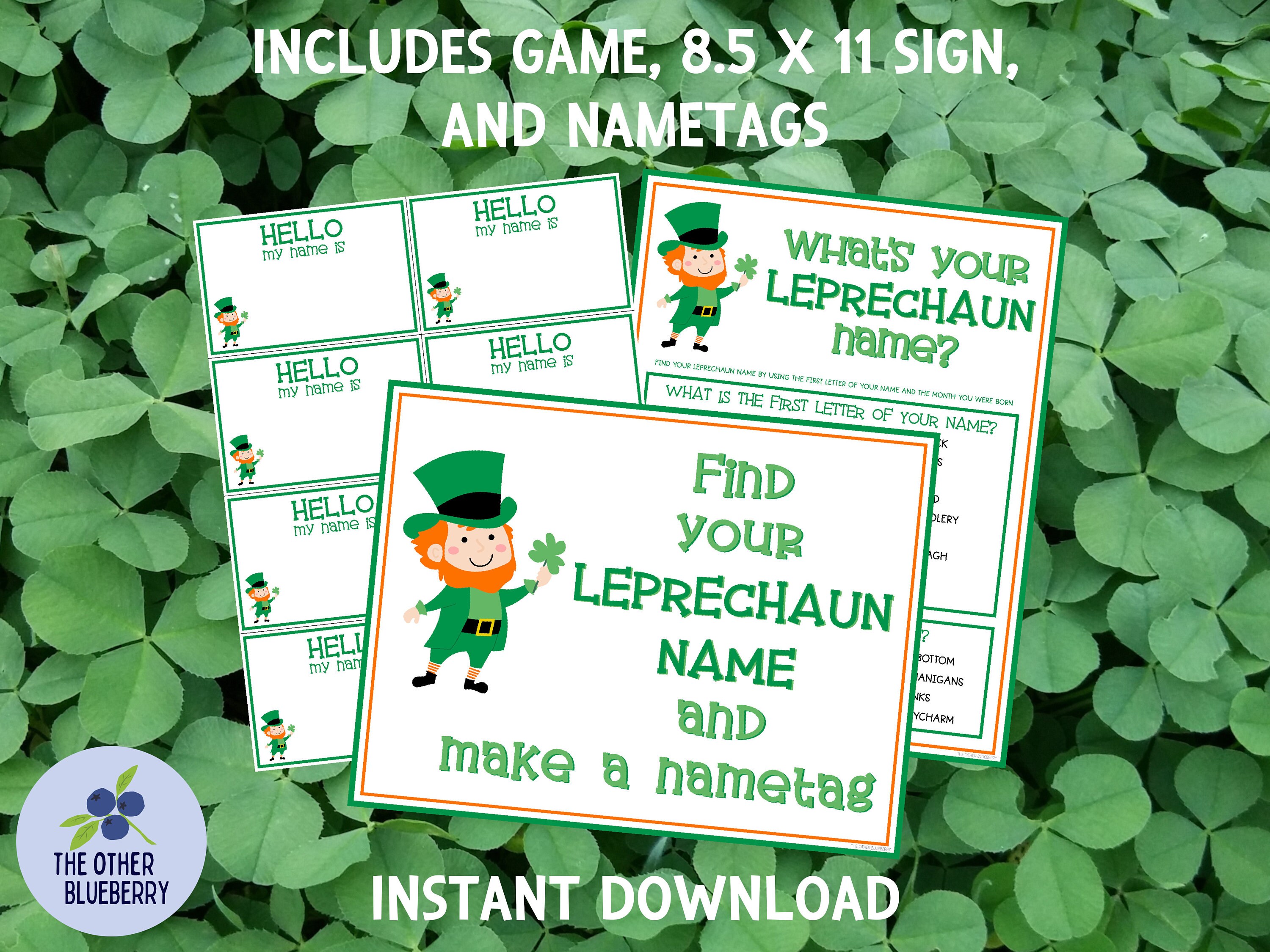 What's Your Leprechaun Name Game With Nametags & Sign St. Patrick's Day ...