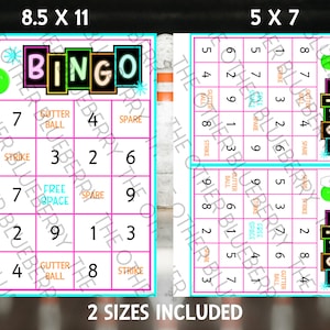 Bowling Bingo | 20 Bingo Cards | Cosmic Bowling Birthday Party Game ...