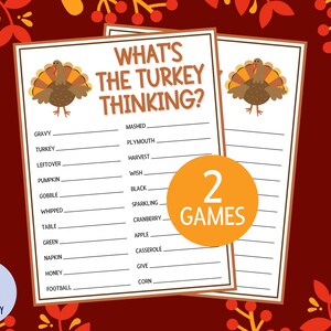 Thanksgiving Games What's the Turkey Thinking TWO GAMES Mind Match ...