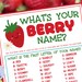 What's Your Berry Name Game With Name Tags & Sign Berry Sweet Party ...