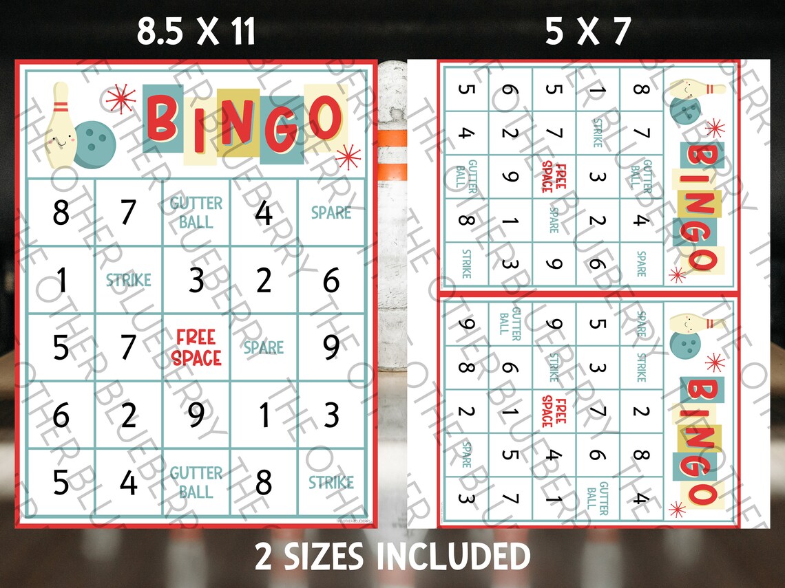 Bowling Bingo | 20 Different Bingo Cards | Bowling Birthday Party Game ...