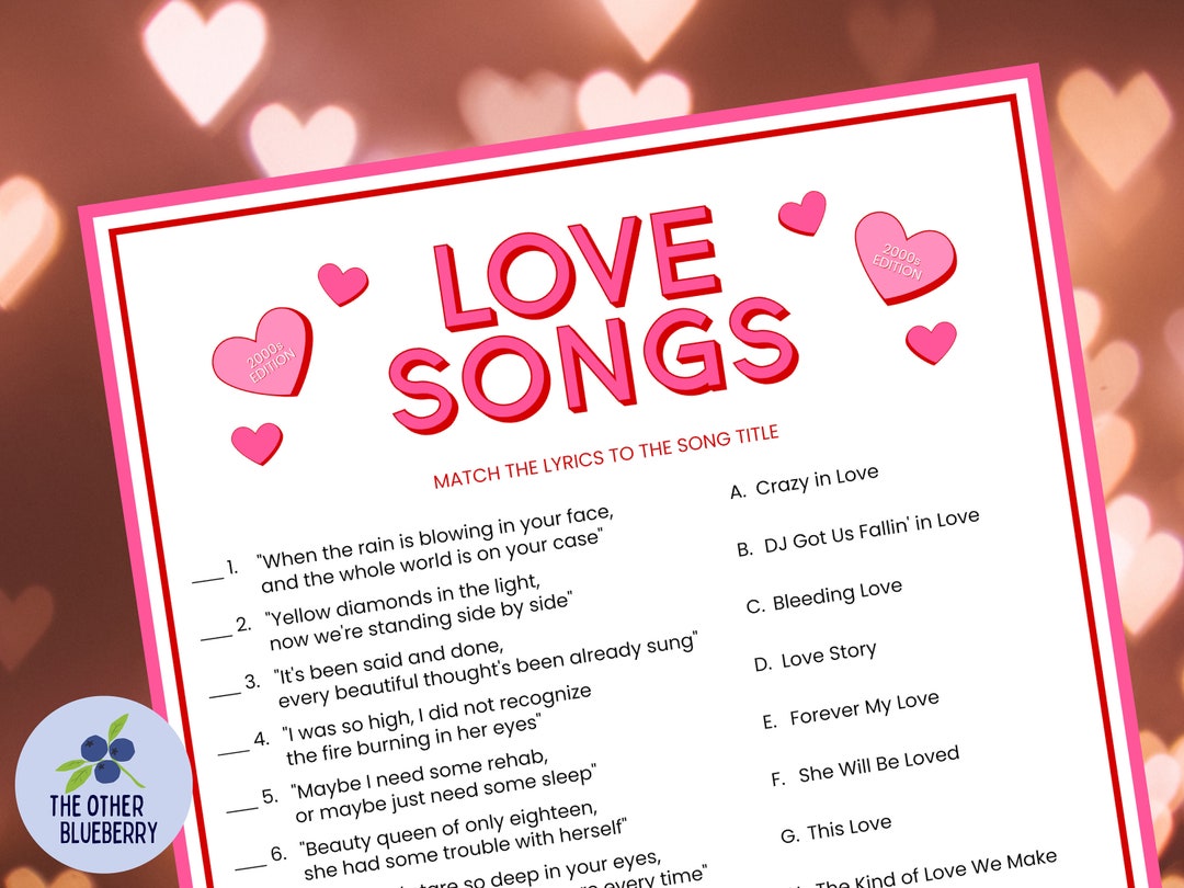 Valentine's Day Game | Love Song Game | 2000s Music | Song Matching ...