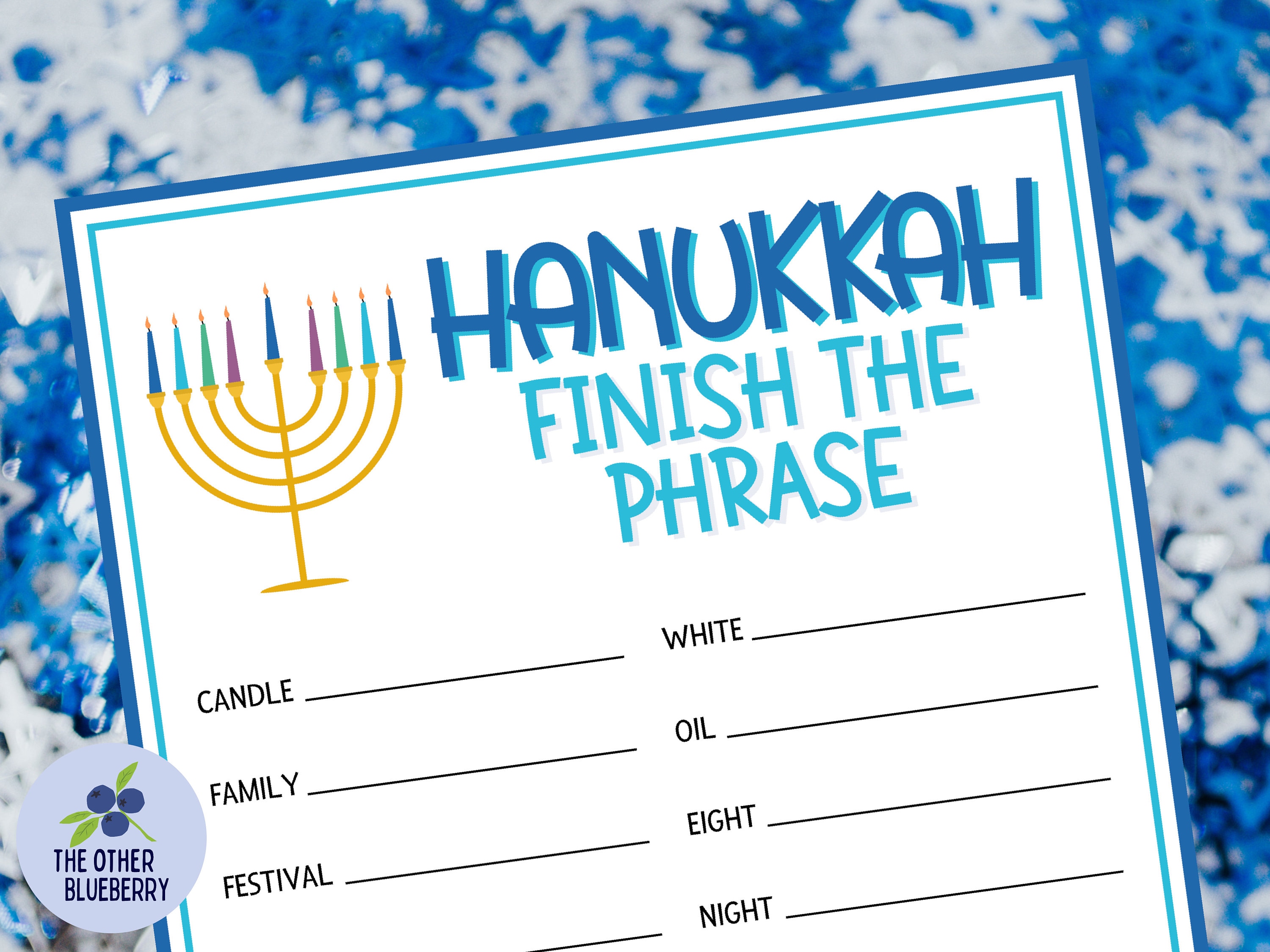 Hanukkah Game Finish the Phrase Mind Match Game Holiday Party Game Fun ...