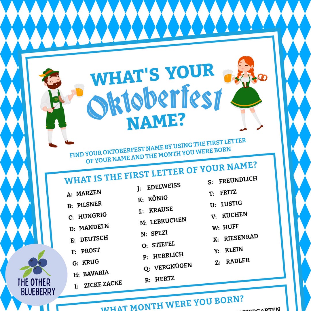 Oktoberfest Name Game | Oktoberfest Game | What's Your Oktoberfest Name ...