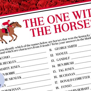 Derby Game | the One With the Horses | Kentucky Derby Party Game | Run ...
