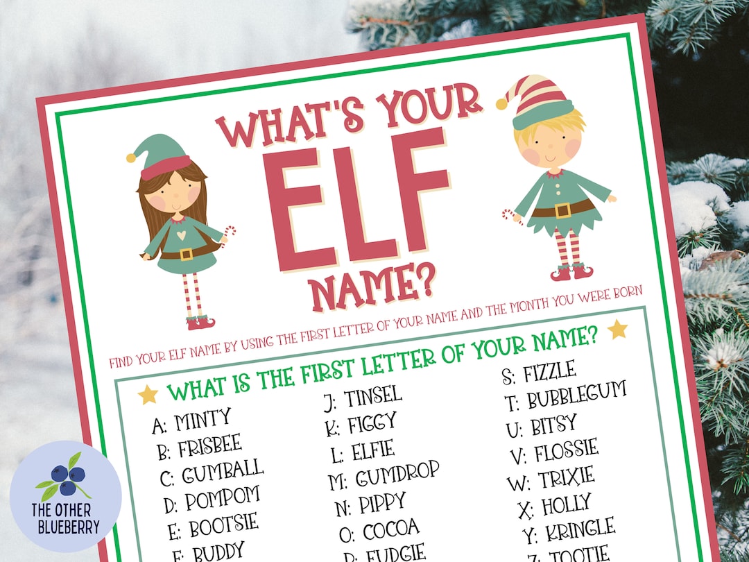 What's Your Elf Name Game With Name Tags & Sign | Christmas Party Game ...
