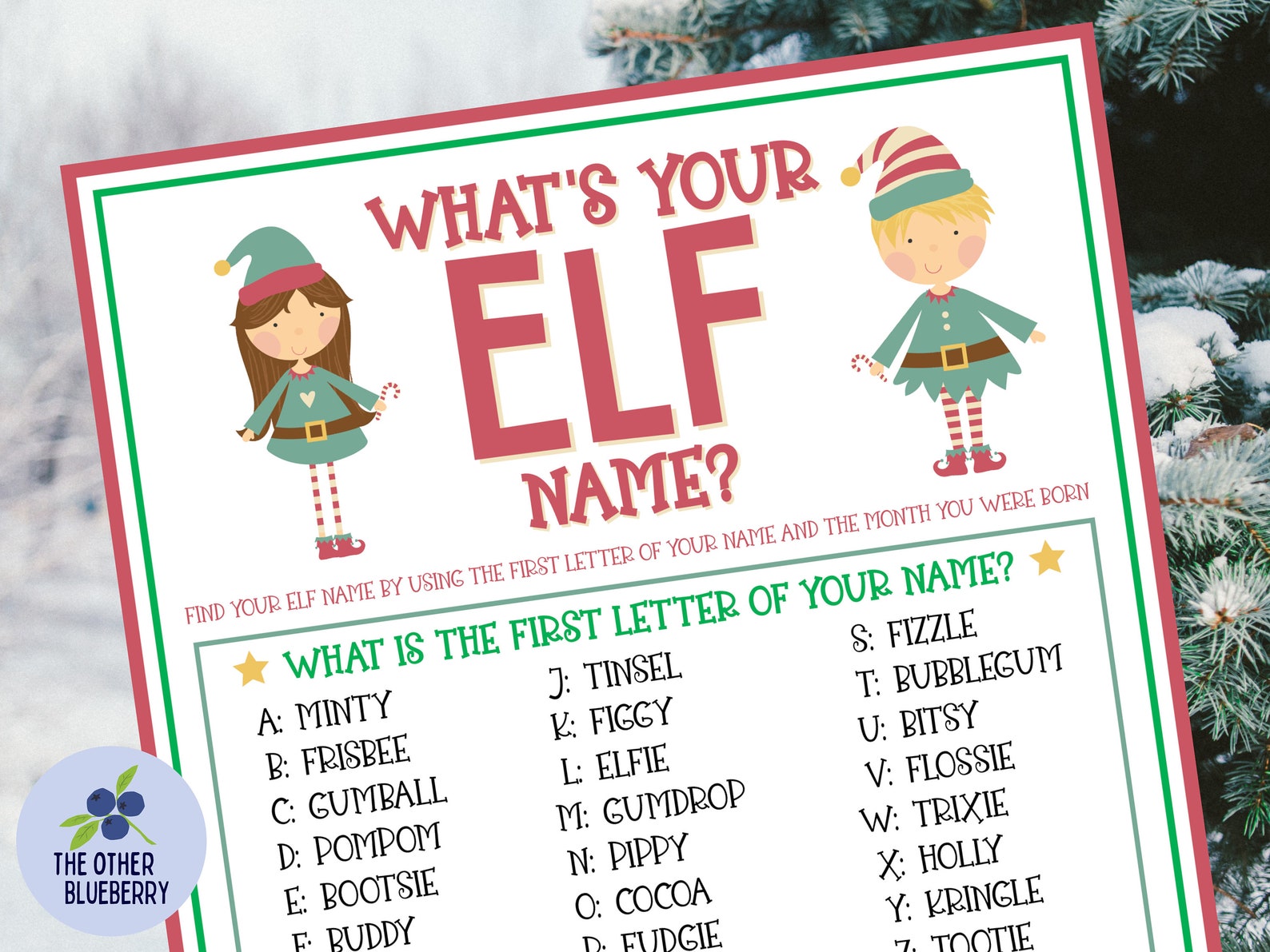 What's Your Elf Name Game With Name Tags & Sign | Christmas Party Game ...