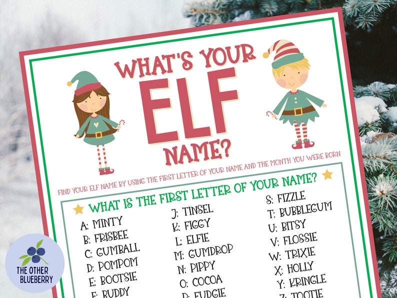 What's Your Elf Name Game With Name Tags & Sign | Christmas Party Game ...