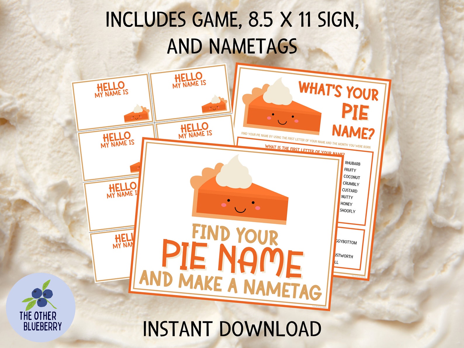 What's Your Pie Name Party Game With Nametags & Sign | Pi Day ...