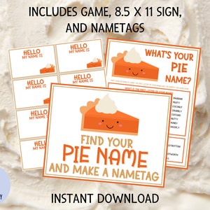 What's Your Pie Name Party Game With Nametags & Sign | Pi Day ...