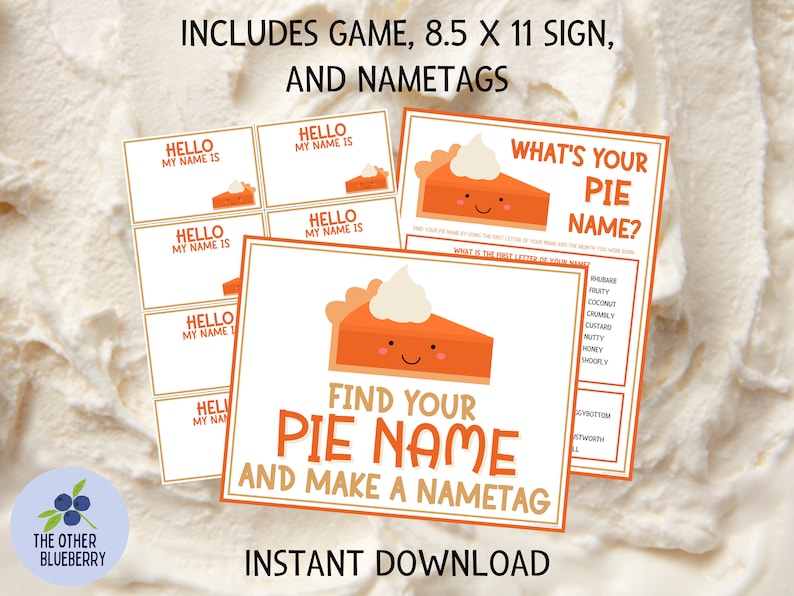What's Your Pie Name Party Game With Nametags & Sign | Pi Day ...