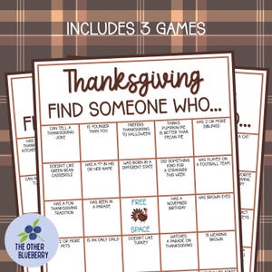 Thanksgiving Find Someone Who Games | THREE Games | Thanksgiving ...
