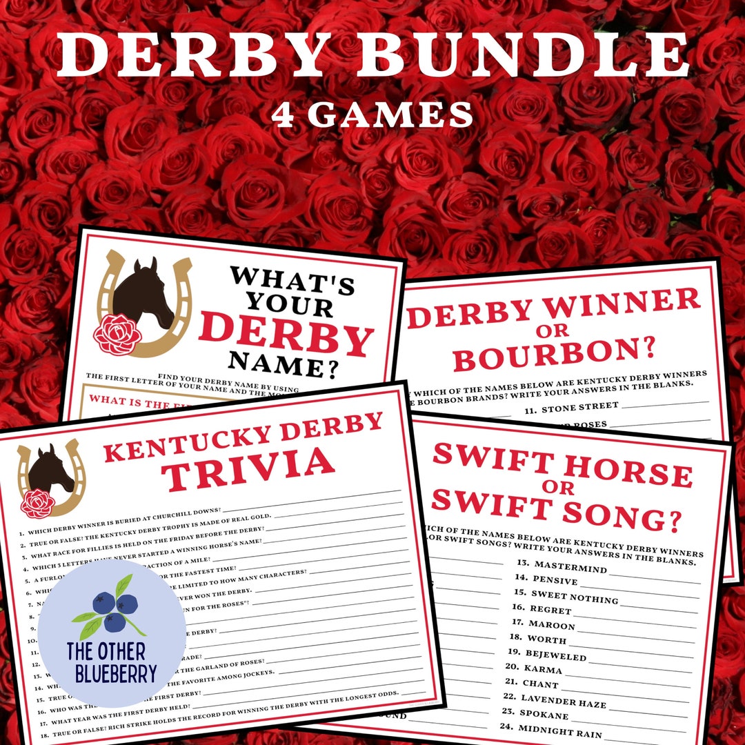 Derby Game Bundle | 4 Games | Includes Name Game, Trivia, and More ...