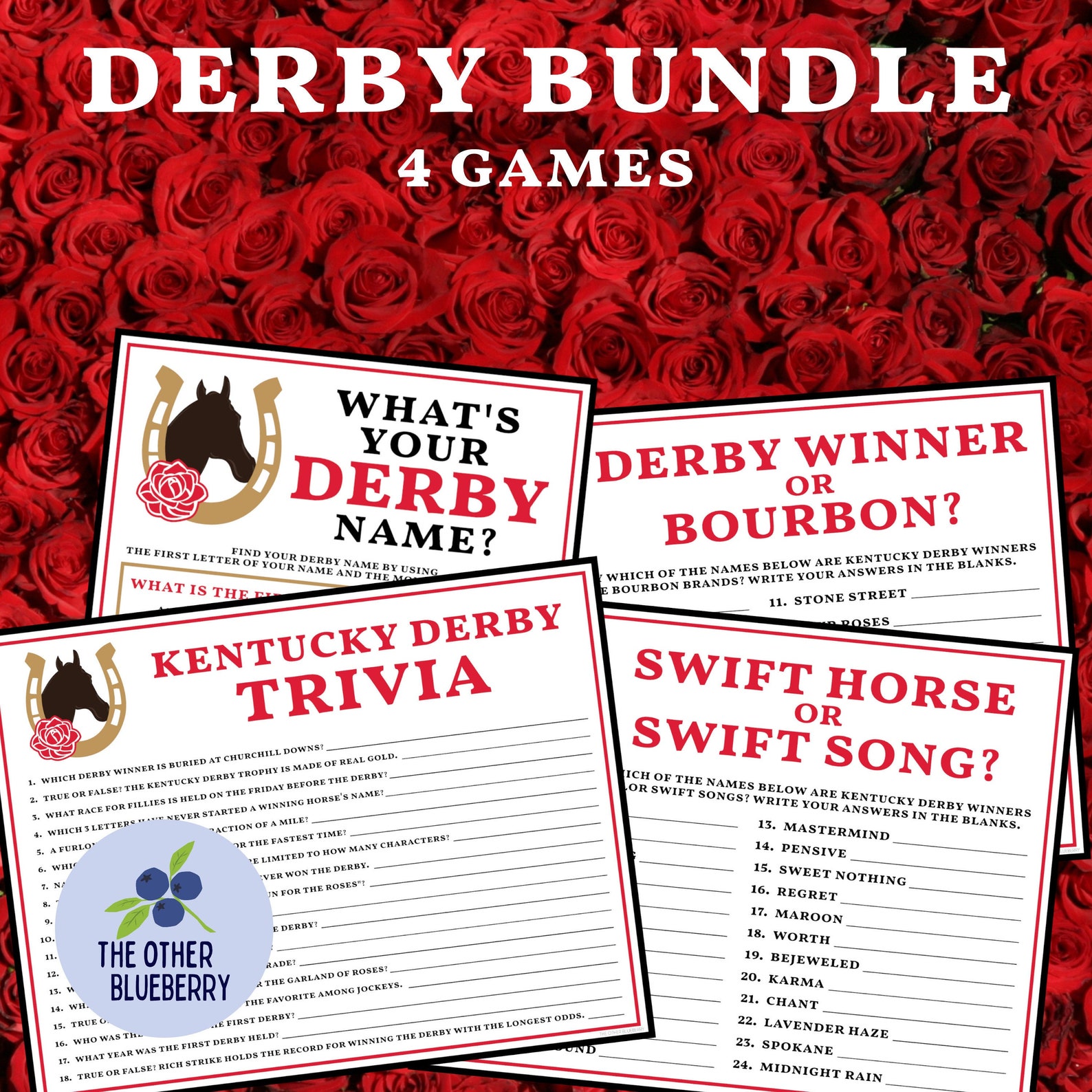 Derby Game Bundle 4 Games Includes Name Game, Trivia, and More Kentucky ...