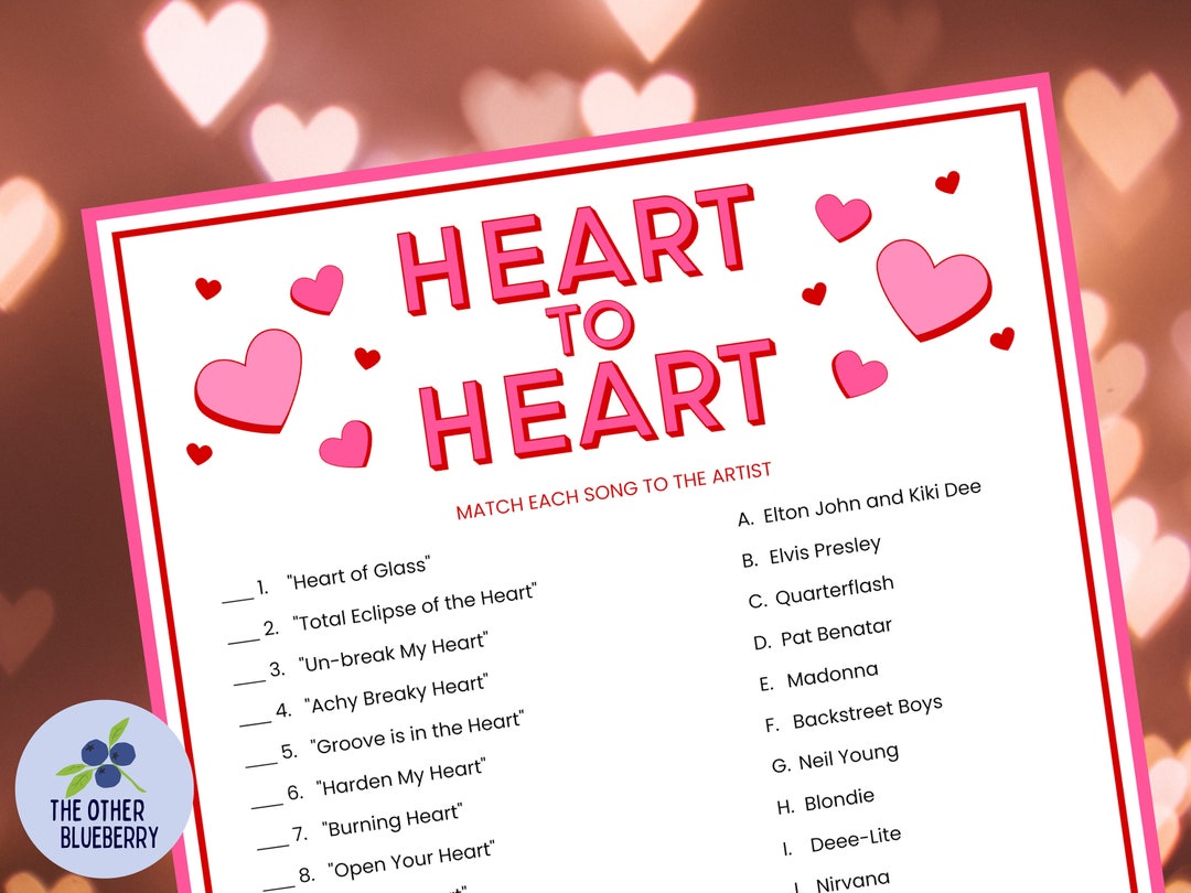 Valentine's Day Game | Love Song Matching Game | Galentine's Day Game ...