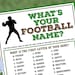 What's Your Football Name Game With Nametags & Sign | Super Bowl Party ...