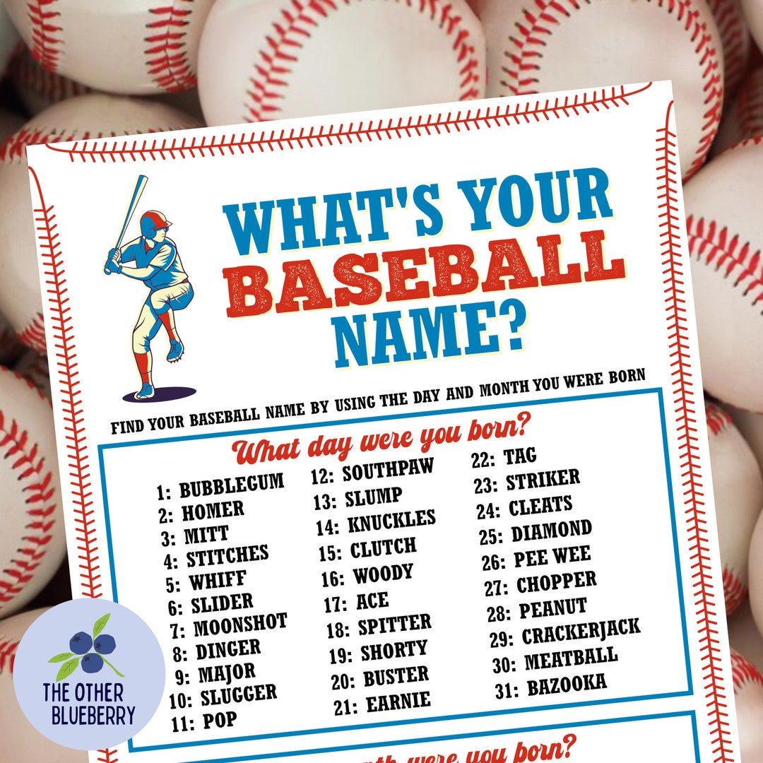 What's Your Baseball Name Game With Name Tags & Sign | Baseball Team ...