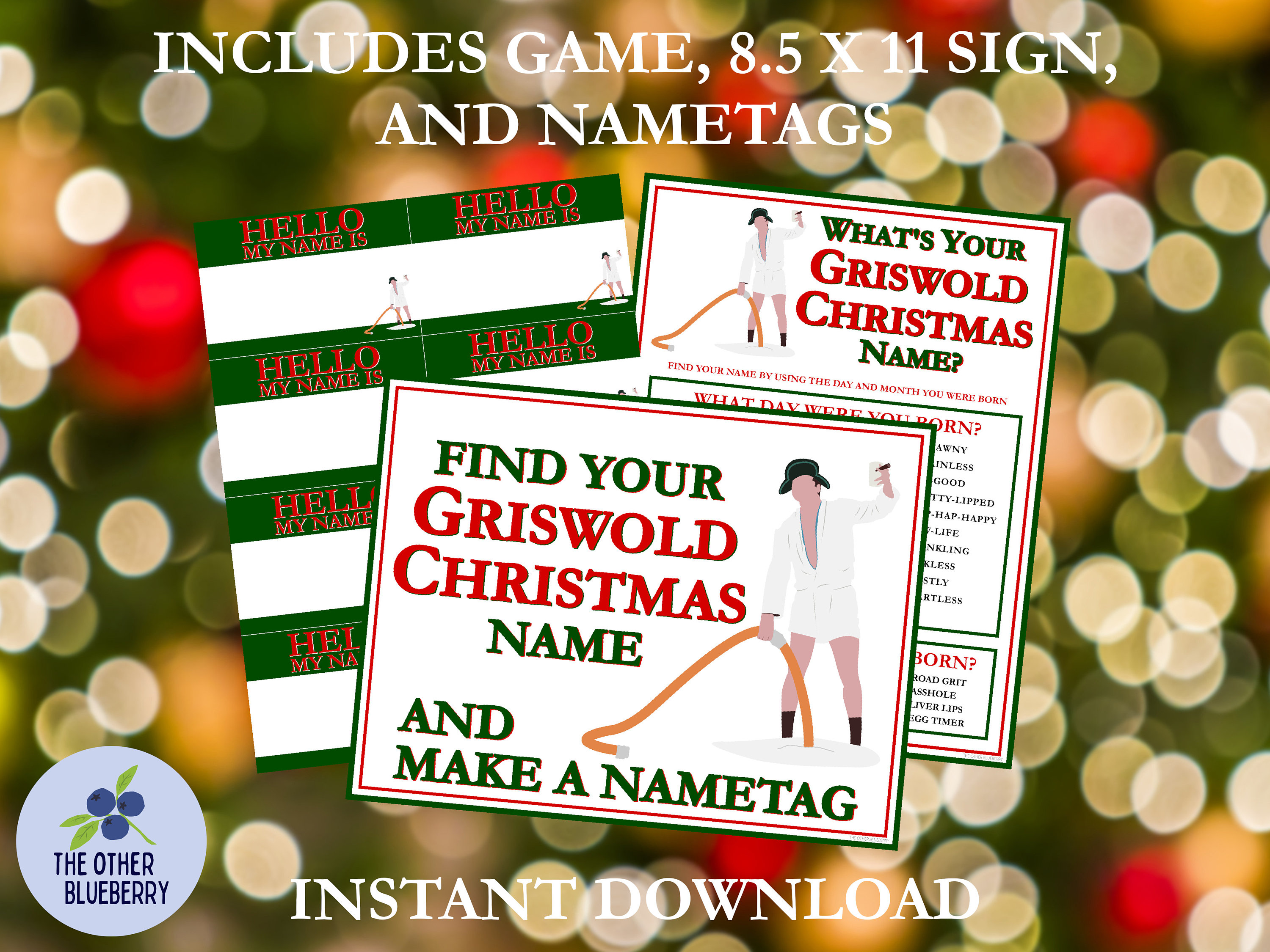 What's Your GRISWOLD CHRISTMAS Name Game With Nametags and Sign ...