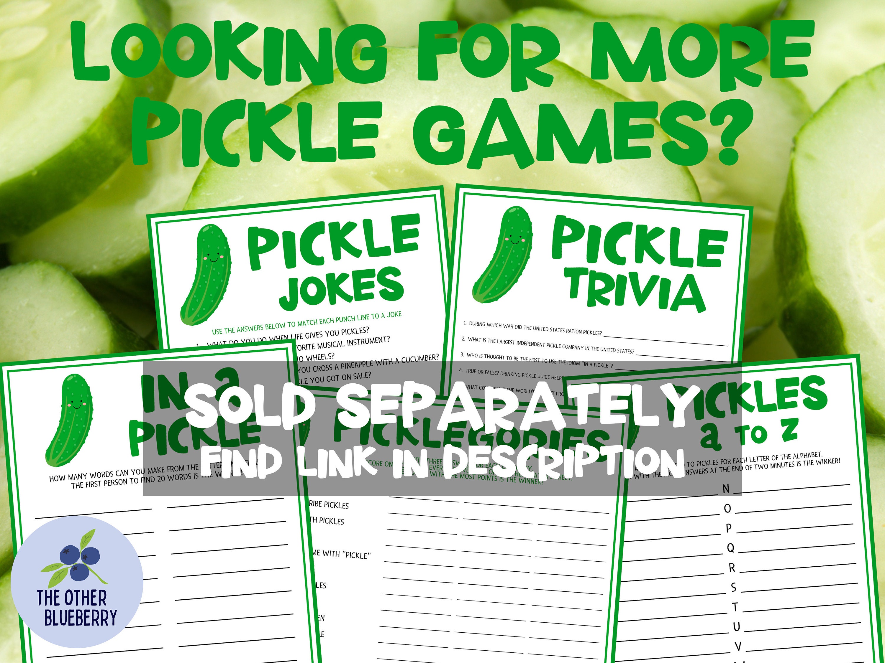What's Your Pickle Name Game With Name Tags & Sign | Pickle Party Game ...