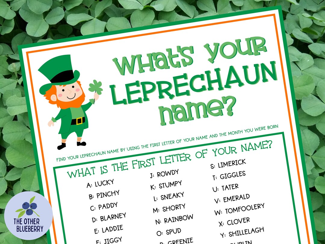 What's Your Leprechaun Name Game With Nametags & Sign | St. Patrick's ...