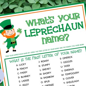 What's Your Leprechaun Name Game With Nametags & Sign | St. Patrick's ...
