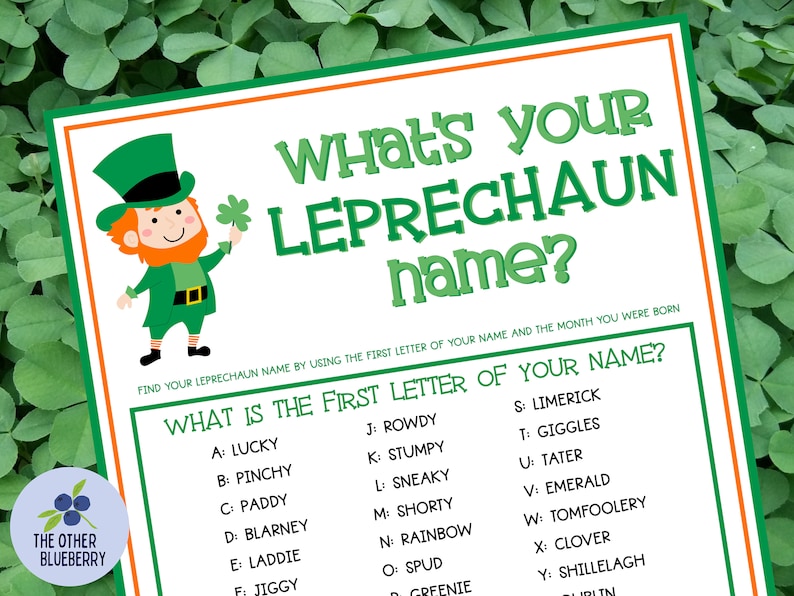 What's Your Leprechaun Name Game With Nametags & Sign | St. Patrick's ...