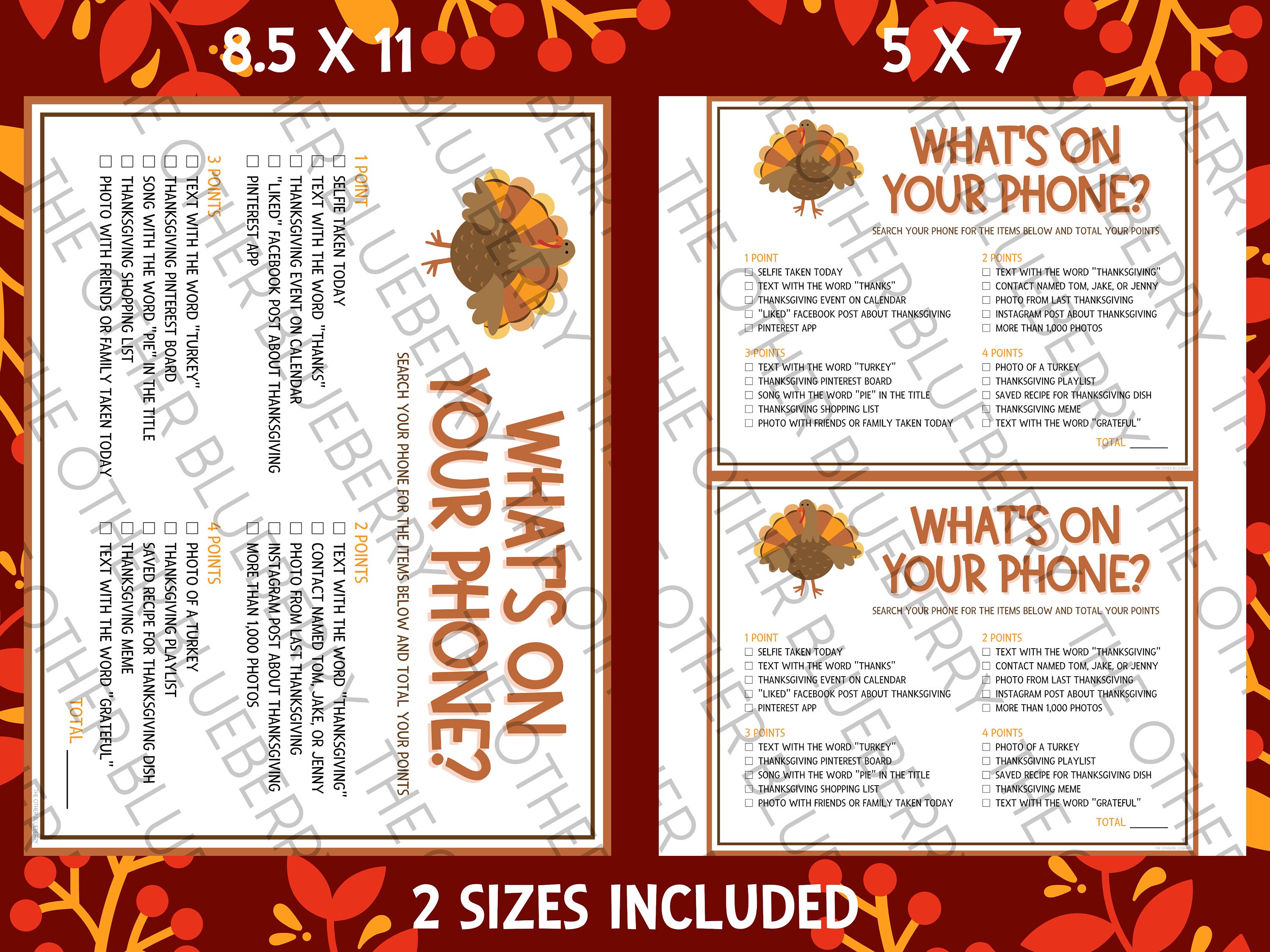 Thanksgiving What's on Your Phone Game Thanksgiving - Etsy