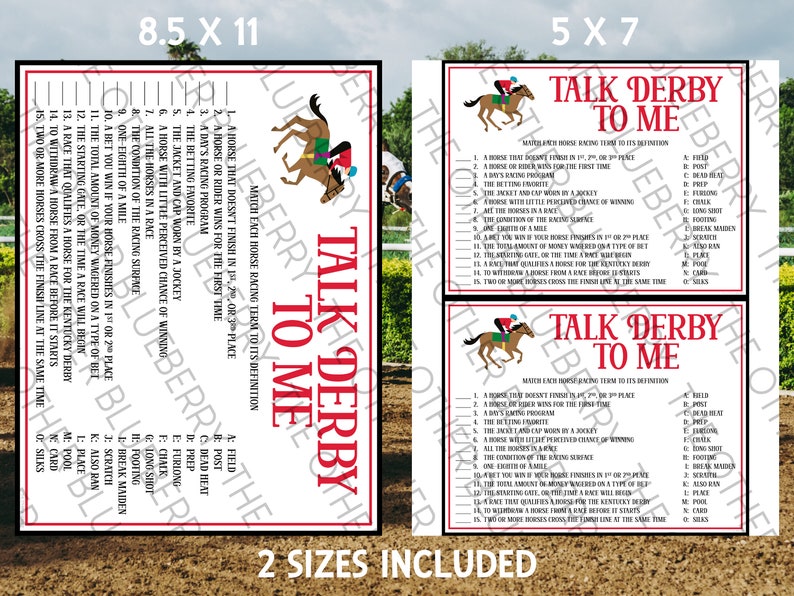 Derby Game | Talk Derby to Me | Kentucky Derby Party | Run for the ...