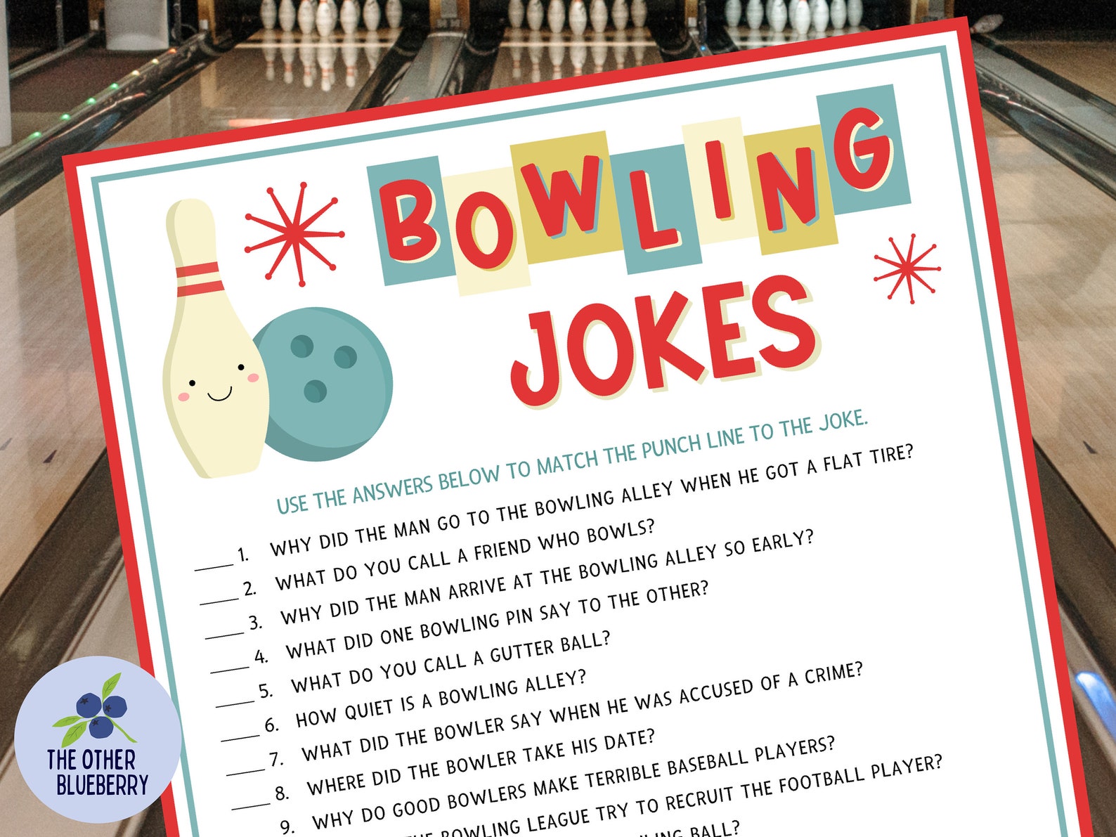 Bowling Jokes Bowling Party Game Bowling Birthday Game - Etsy