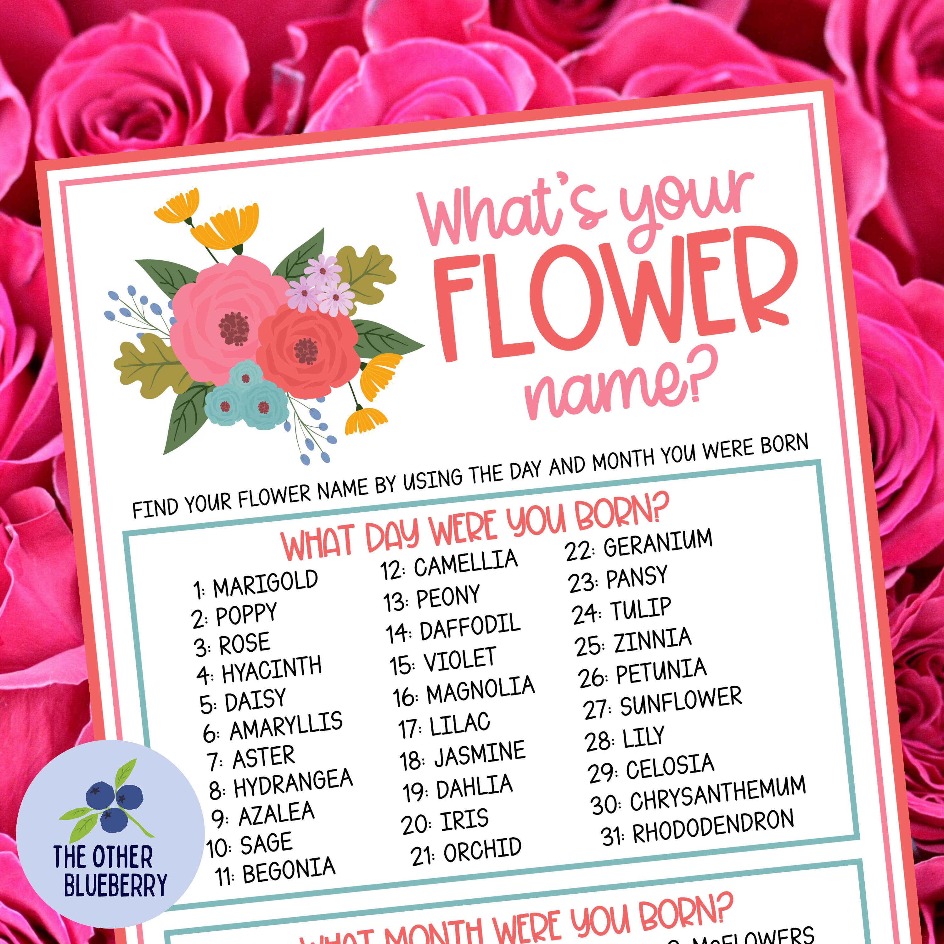 What's Your Flower Name Game With Name Tags & Sign | Garden Party Game ...