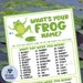 What's Your Frog Name Game With Name Tags & Sign | Frog Party Game ...