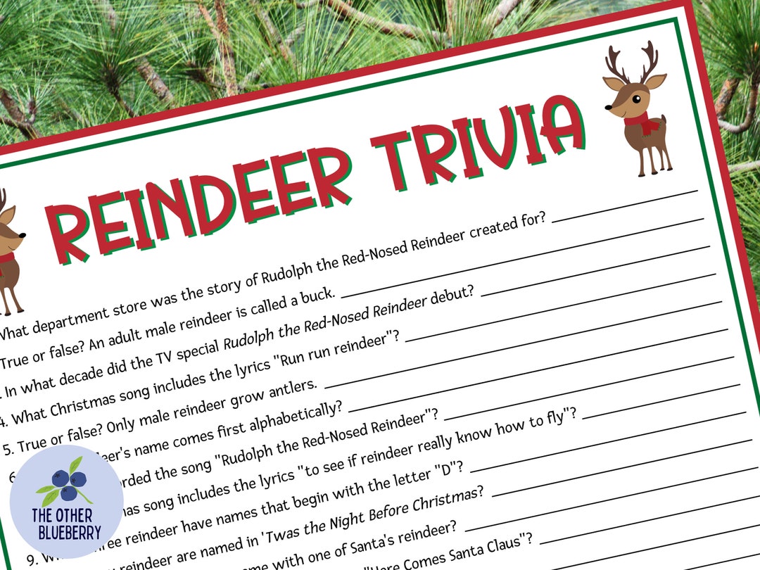 Reindeer Trivia Game | Reindeer Game | Christmas Game | Christmas Party ...