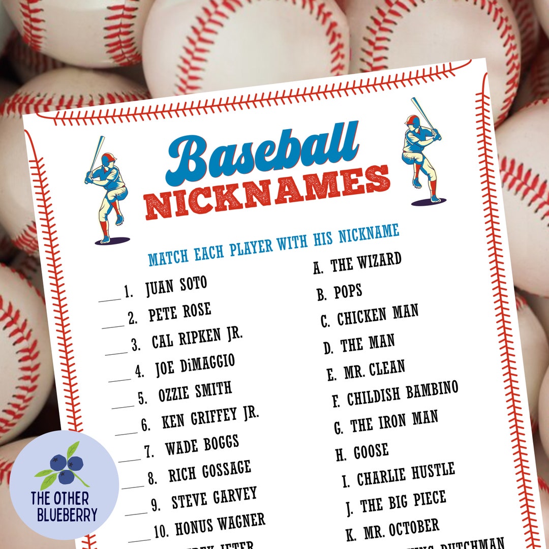 Baseball Game | Baseball Nickname Quiz | Includes 2 Games | Baseball ...