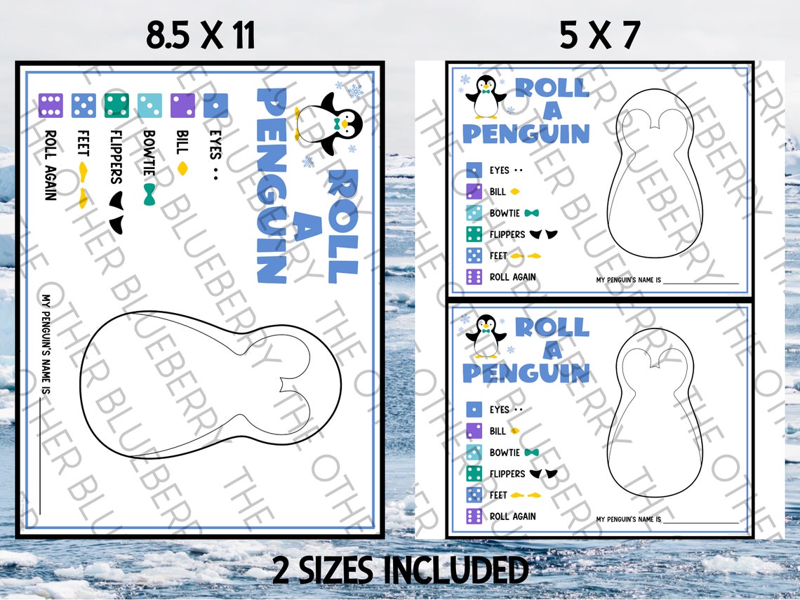 Roll a Penguin Game Penguin Party Game Winter Printable Game Classroom ...