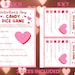 Valentine's Day Game Candy Dice Game Valentine Activity for Kids ...