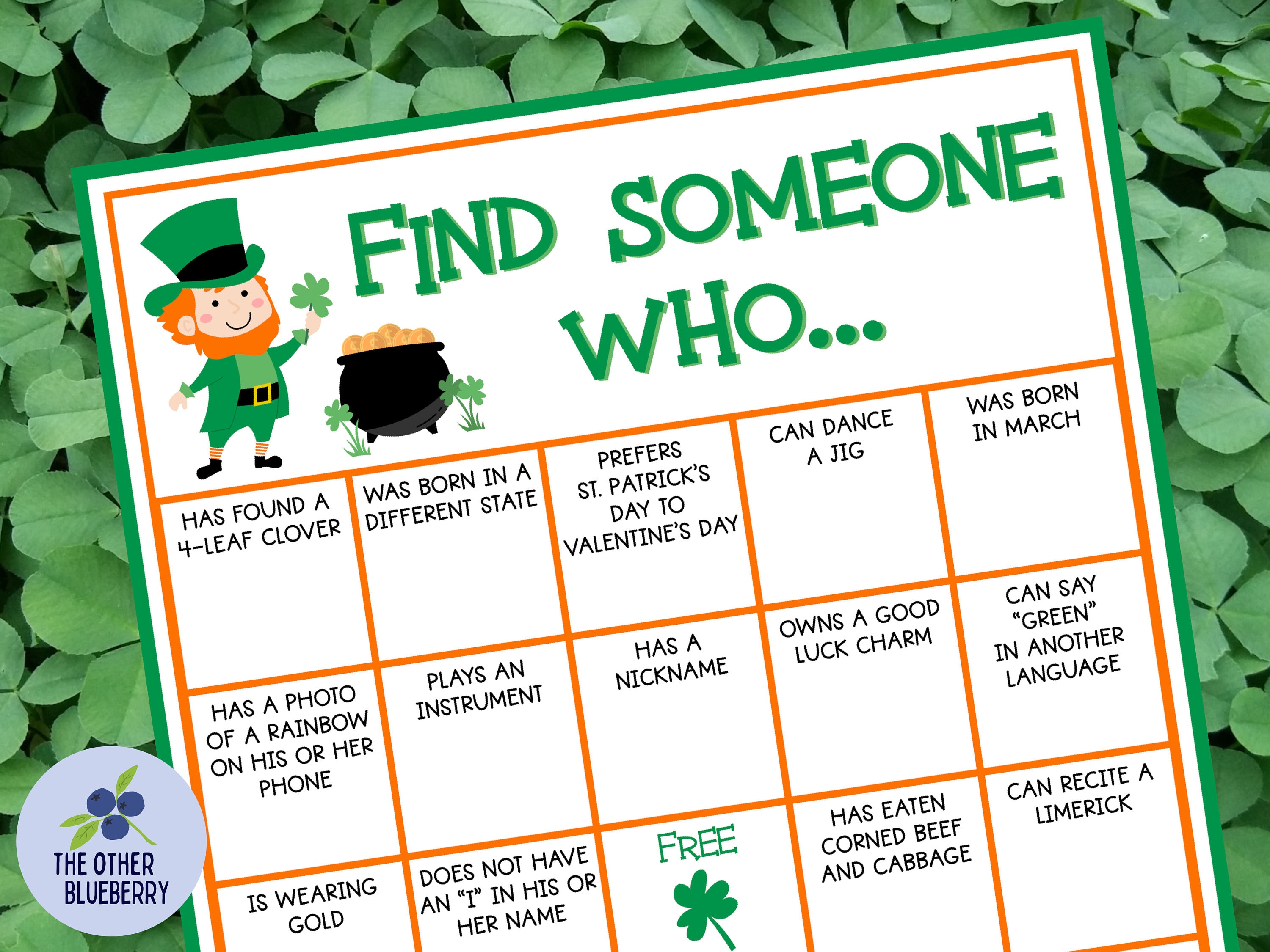 St. Patrick's Day Game Find Someone Who Icebreaker Bingo Human Bingo ...