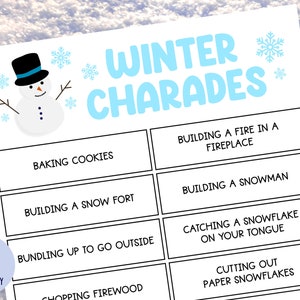 Winter Charades | 50 Phrases to Act Out | Winter Party | Classroom Game ...