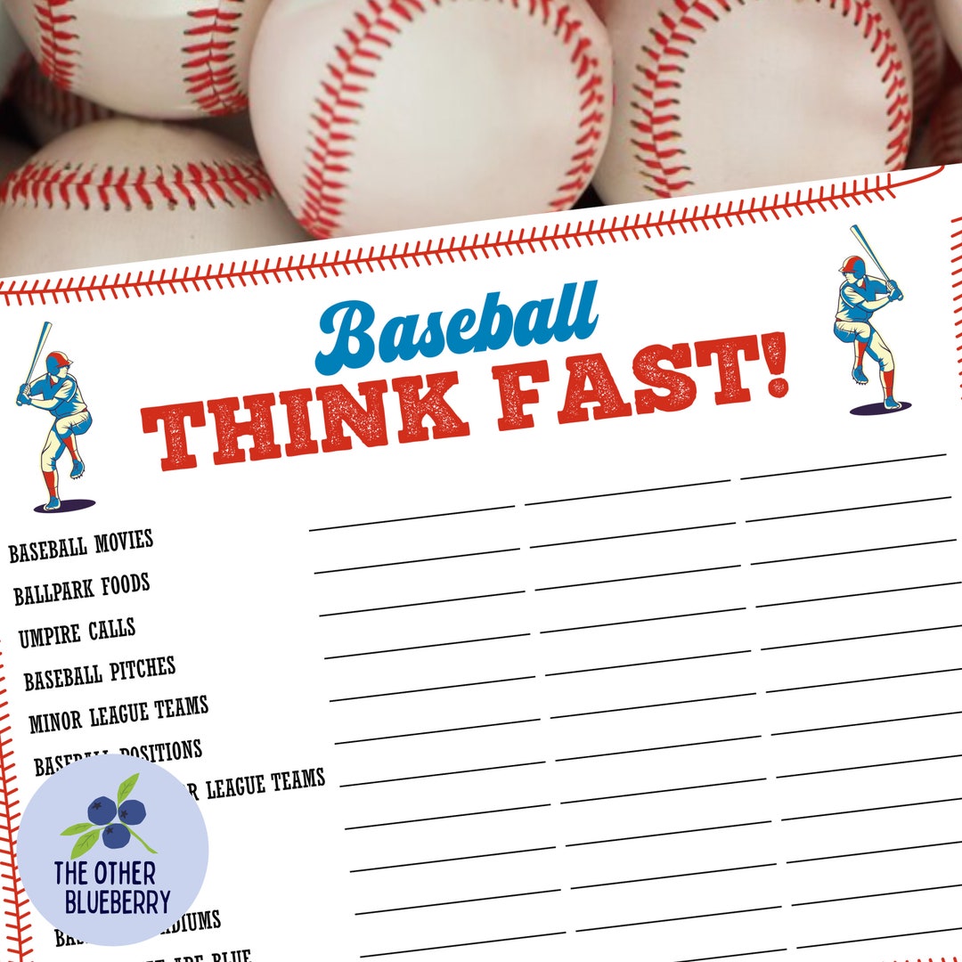Baseball Game | Think Fast | Name 3 | Baseball Party Game | Baseball ...