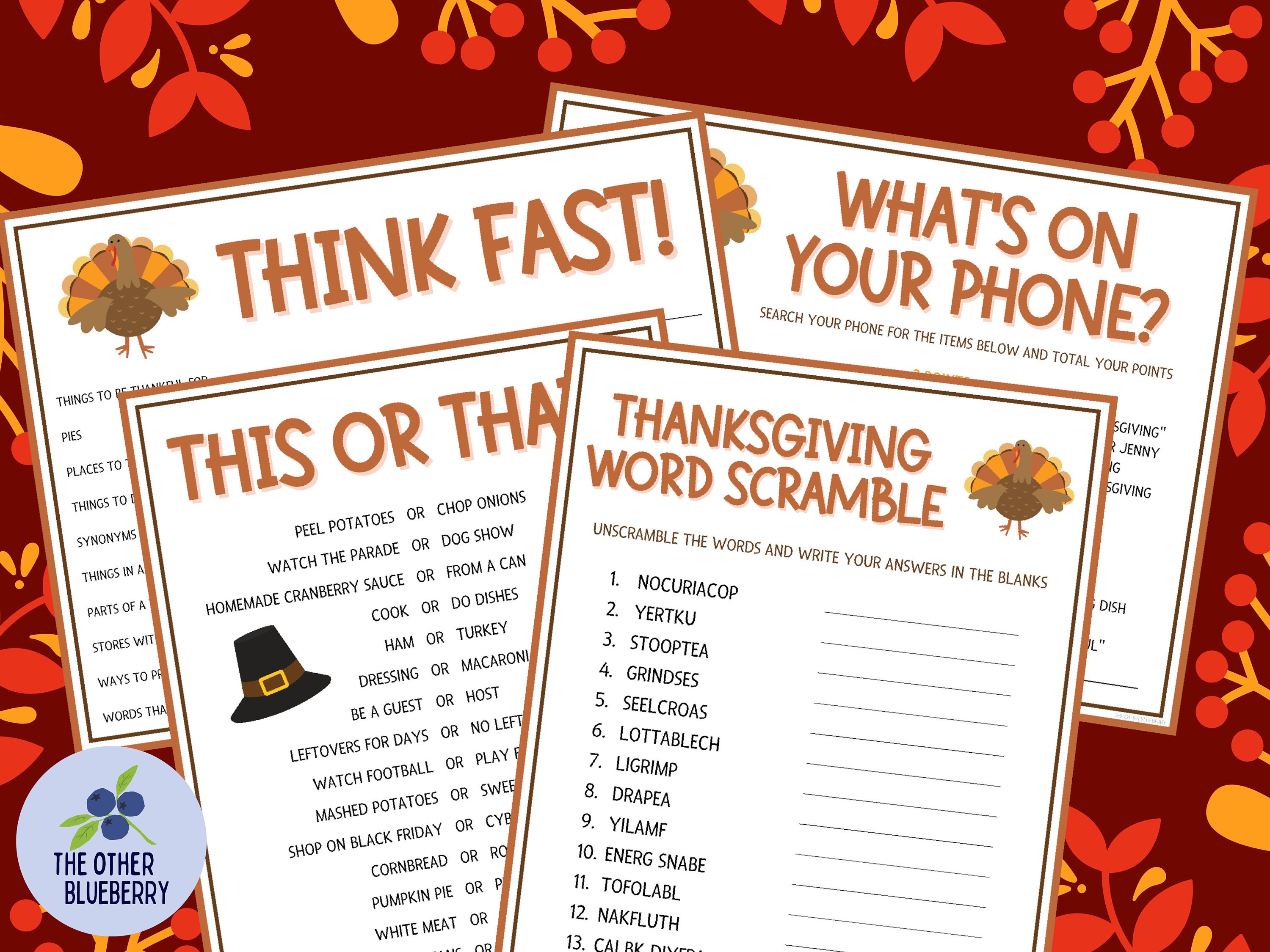 Thanksgiving Game Bundle 10 Games FUN Thanksgiving Games - Etsy