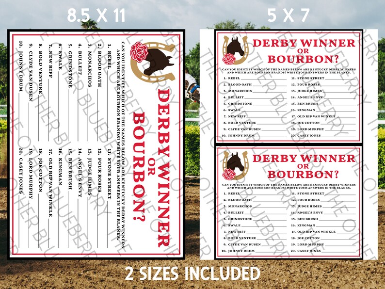 Derby Game Derby Winner or Bourbon Kentucky Derby Party - Etsy