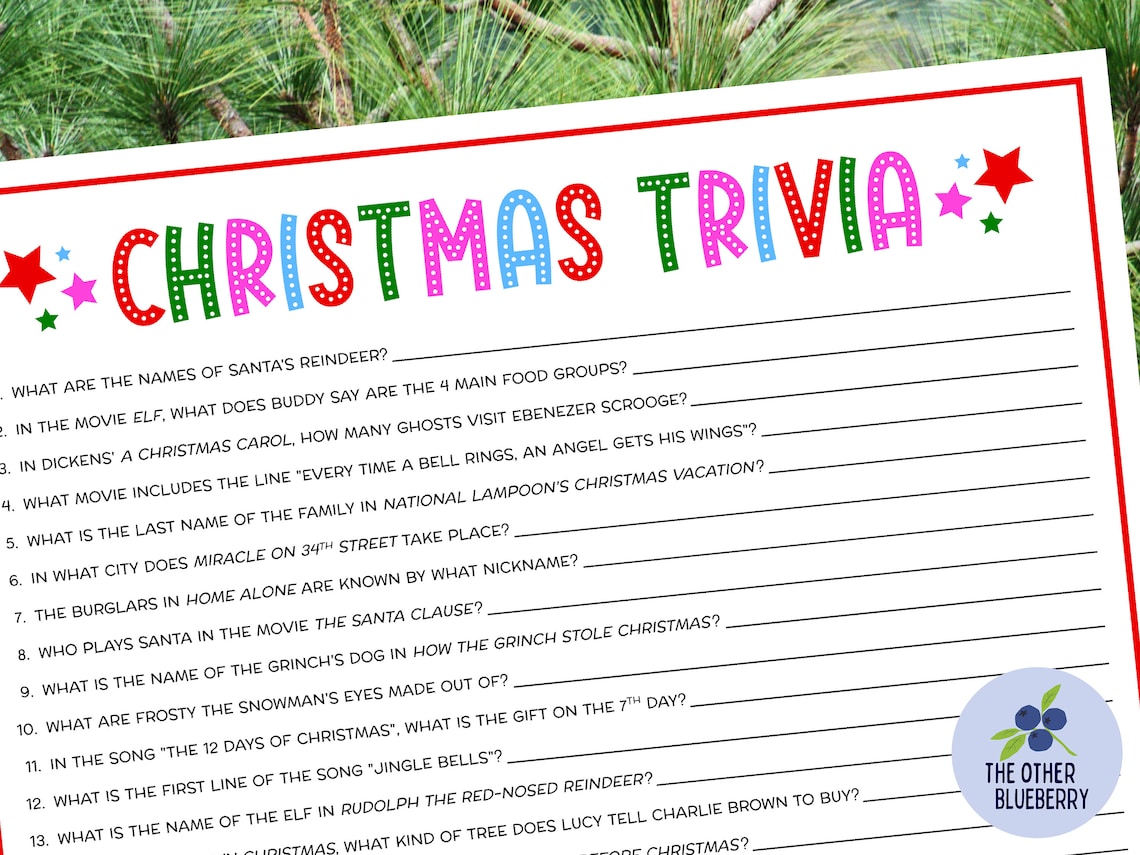 Christmas Trivia Christmas Game Christmas Party Game Christmas ...