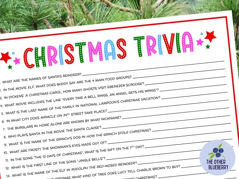 Christmas Trivia Christmas Game Christmas Party Game Christmas ...