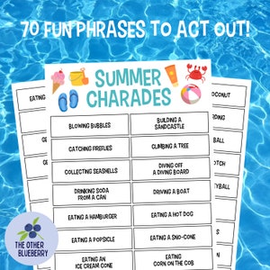 Summer Charades | 70 Fun Phrases to Act Out | Summer Game | Summer ...