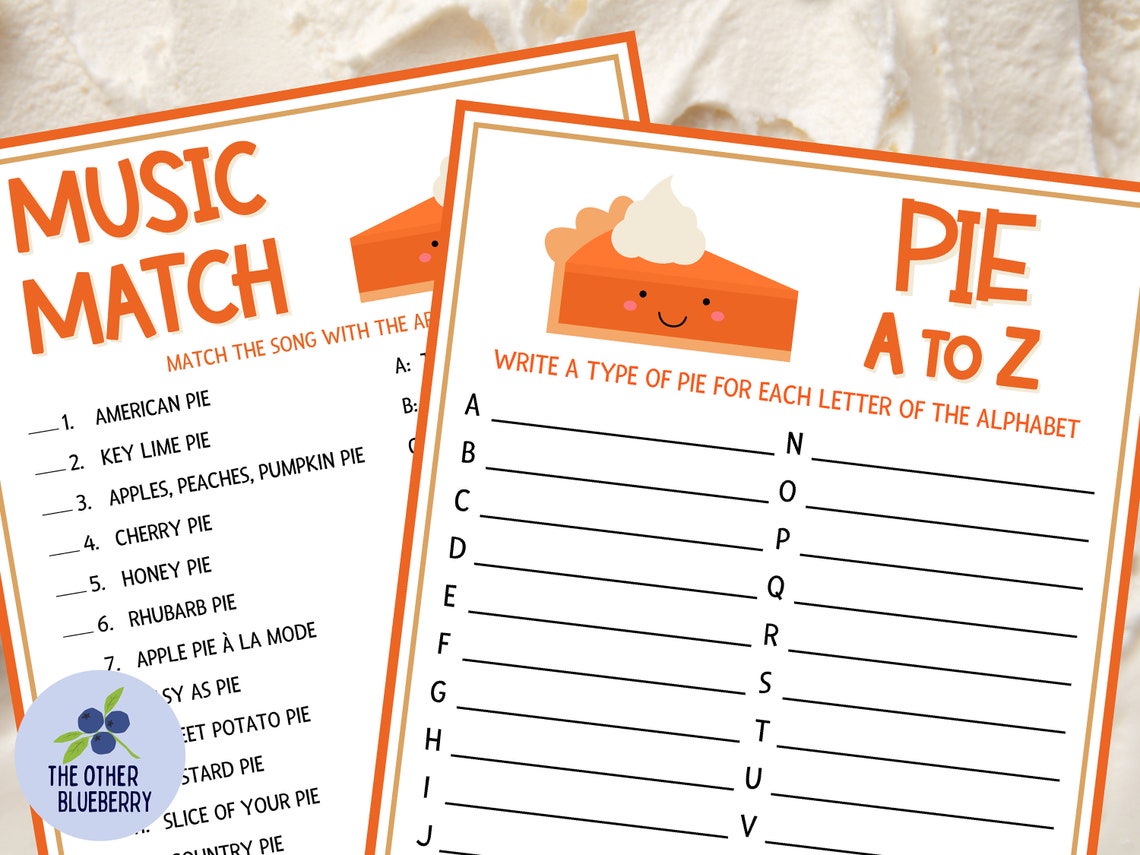 Pie Game Bundle 5 Games Thanksgiving Games Pie Contest - Etsy