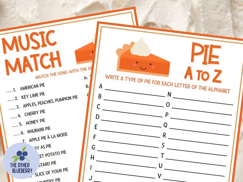 Pie Game Bundle | 5 Games | Thanksgiving Games | Pie Contest | Holiday ...